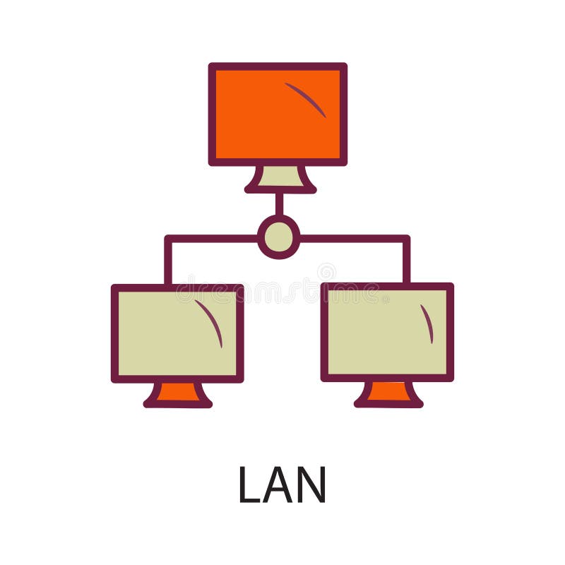 LAN Fill Outline Icon Design Illustration. Data Symbol on White ...