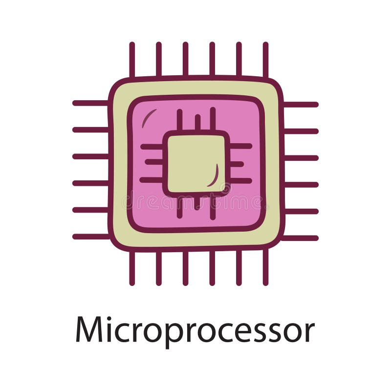 Microprocessor Fill Outline Icon Design Illustration. Data Symbol on ...