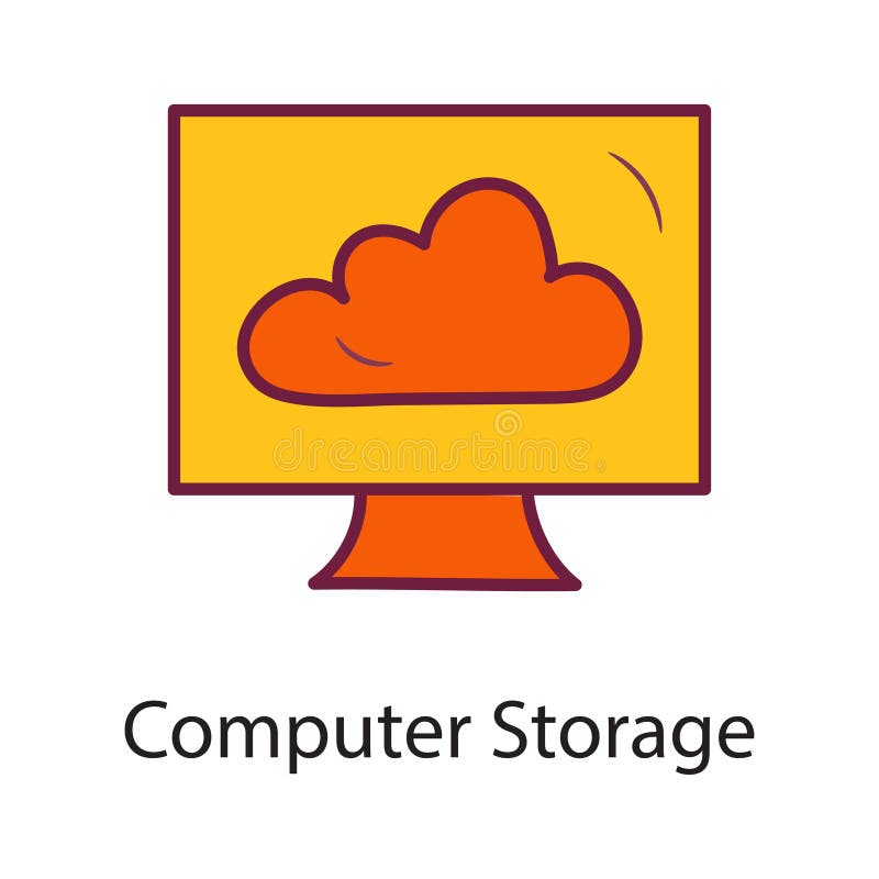 Computer Storage Fill Outline Icon Design Illustration. Data Symbol on ...
