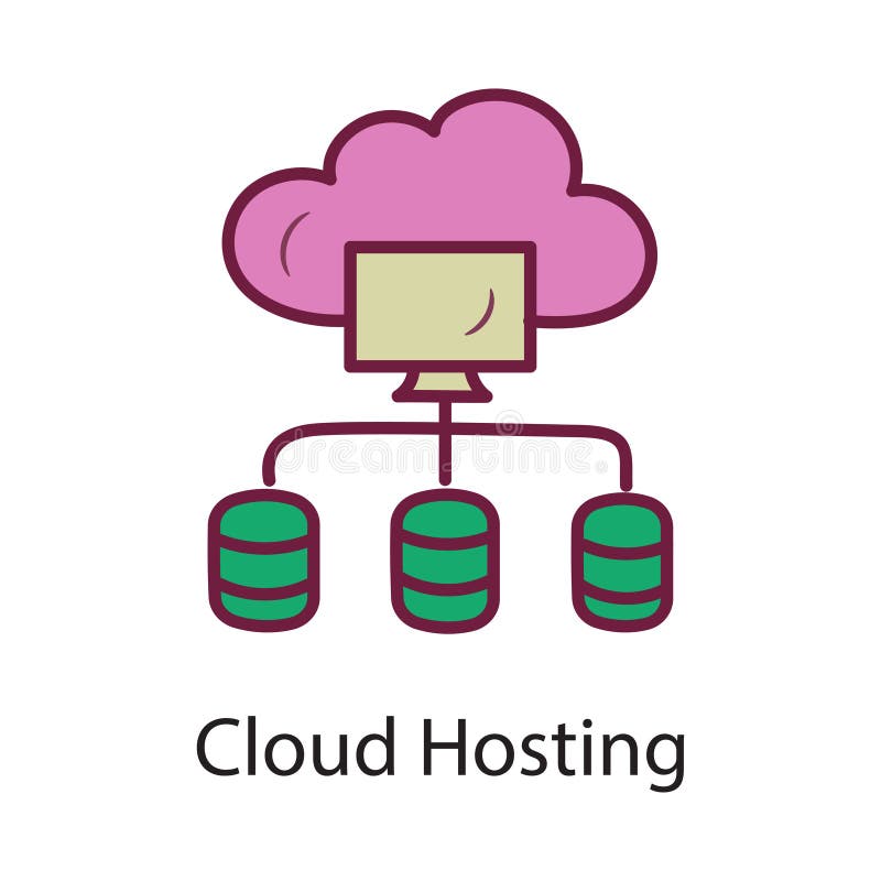 Cloud Hosting Fill Outline Icon Design Illustration. Data Symbol on ...