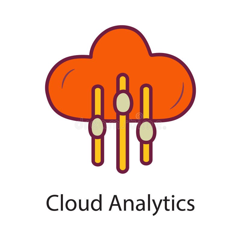 Cloud Analytics Fill Outline Icon Design Illustration. Data Symbol on ...