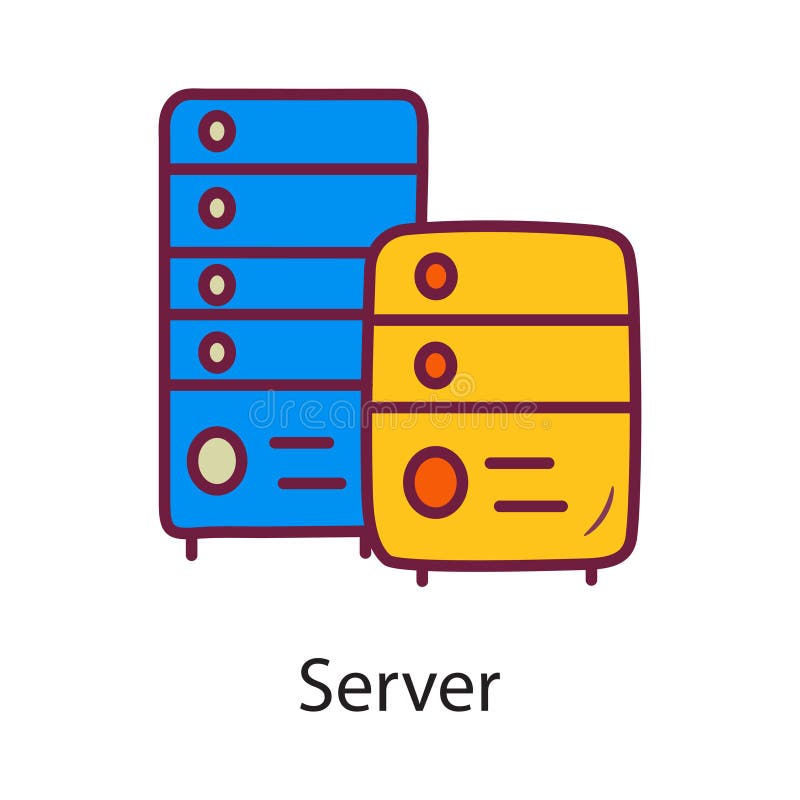 Server Fill Outline Icon Design Illustration. Data Symbol on White ...