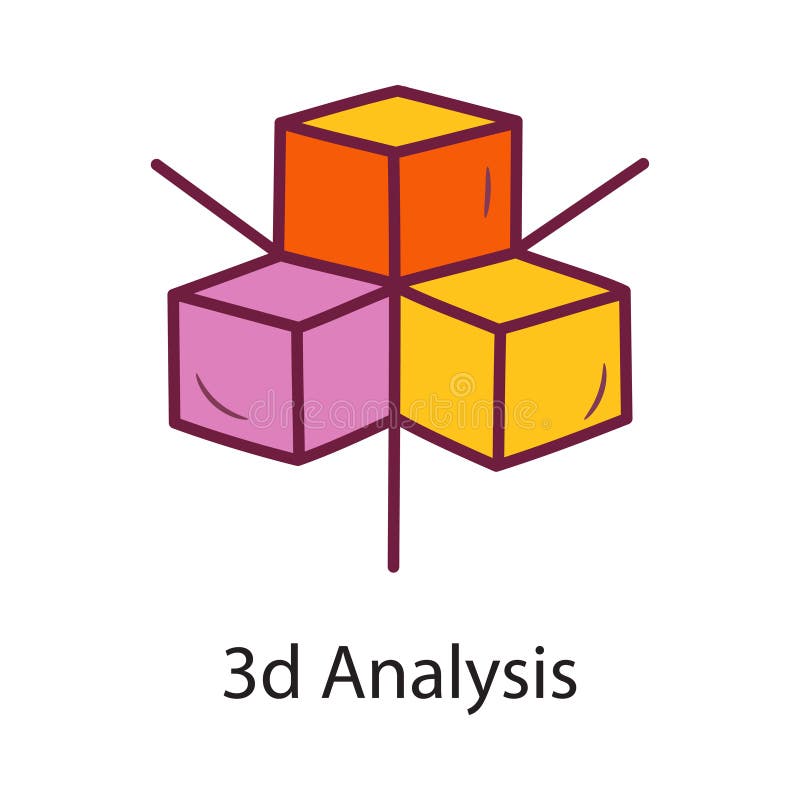 3d Analysis Fill Outline Icon Design Illustration. Data Symbol on White ...