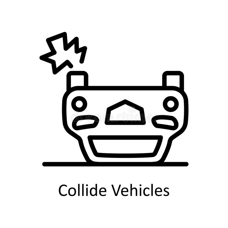Collide Vehicles Vector Outline Icon Design Illustration. Car Accident ...