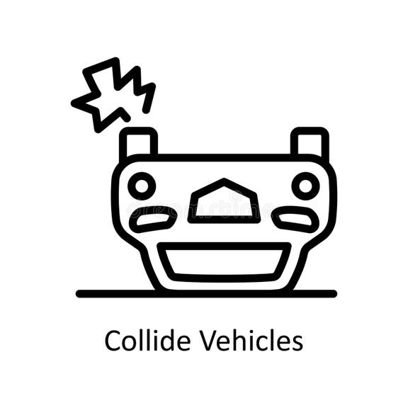 Collide Vehicles Vector Outline Icon Design Illustration. Car Accident ...