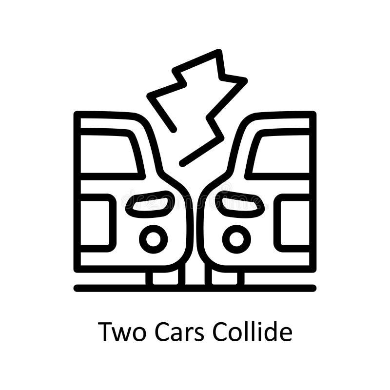 Car Collide Vector Outline Icon Design Illustration. Car Accident ...