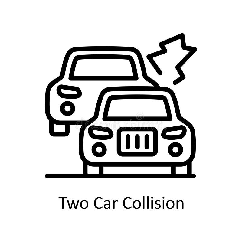 Car Collision Vector Outline Icon Design Illustration. Car Accident ...