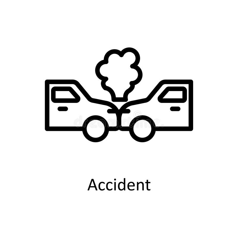 Accident Vector Outline Icon Design Illustration. Car Accident Symbol ...