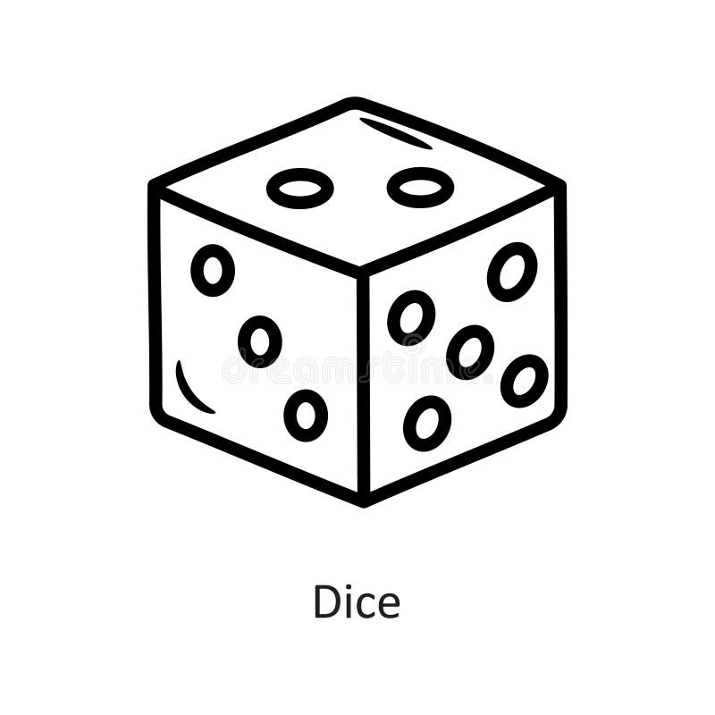 Dice Vector Outline Icon Design Illustration. Gaming Symbol on White ...