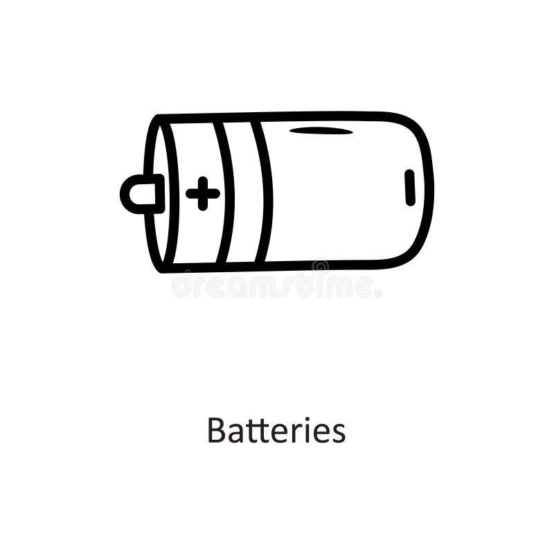 Batteries Vector Outline Icon Design Illustration. Gaming Symbol on ...