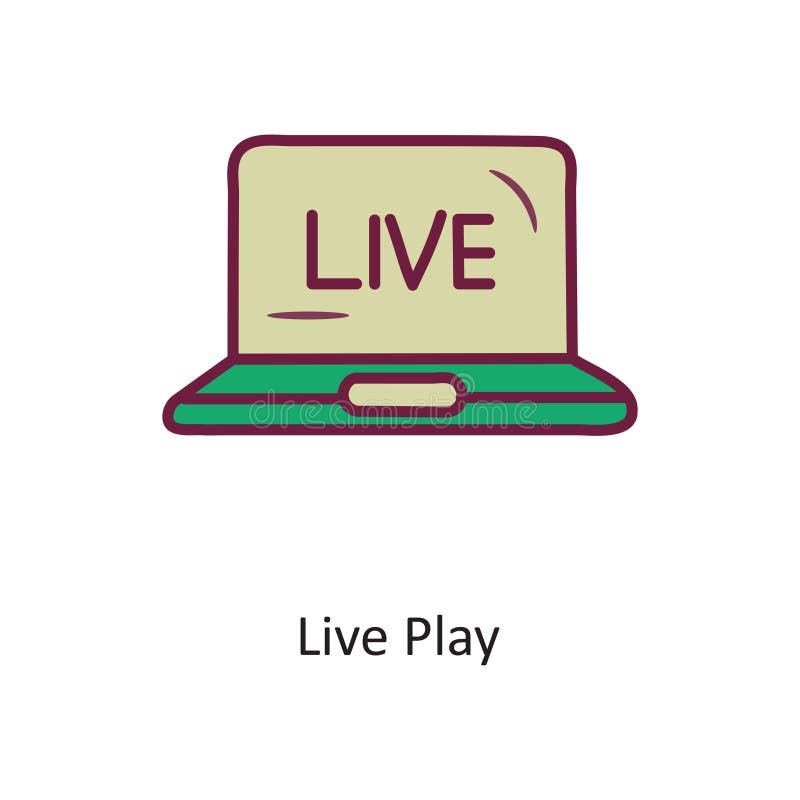 Live Play Vector Fill Outline Icon Design Illustration. Gaming Symbol ...