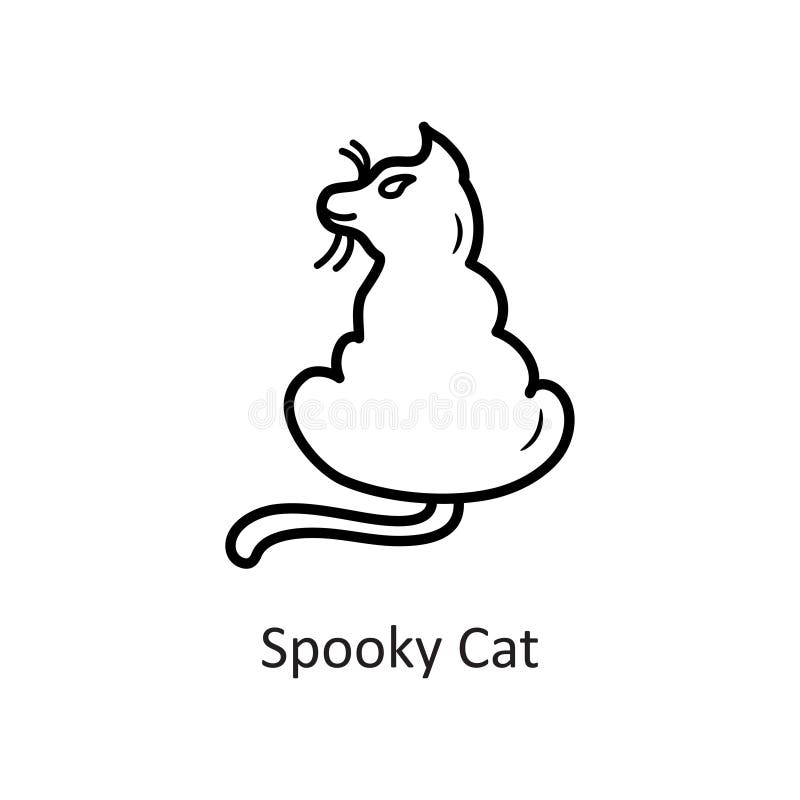 Spooky Cat Vector Outline Icon Design Illustration. Halloween Symbol on ...