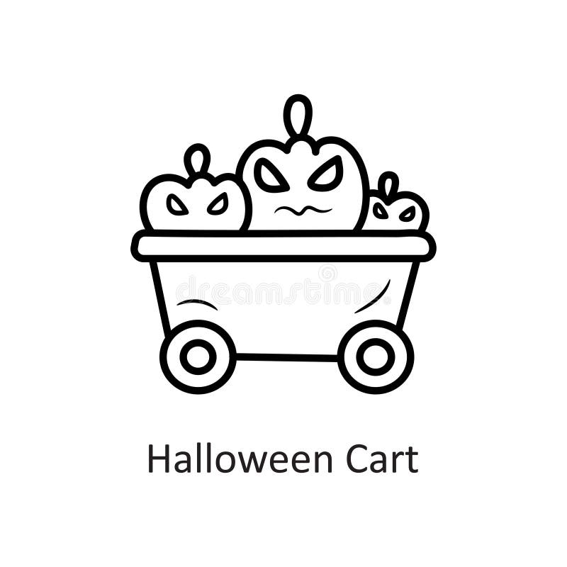 Halloween Cart Vector Outline Icon Design Illustration. Halloween ...