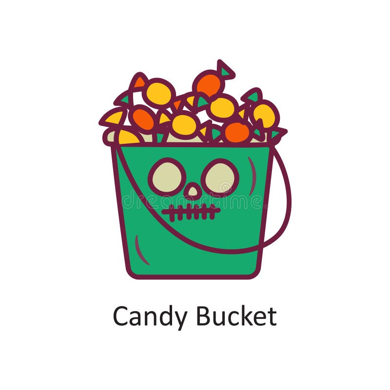 Candy Bucket Vector Fill Outline Icon Design Illustration. Halloween ...