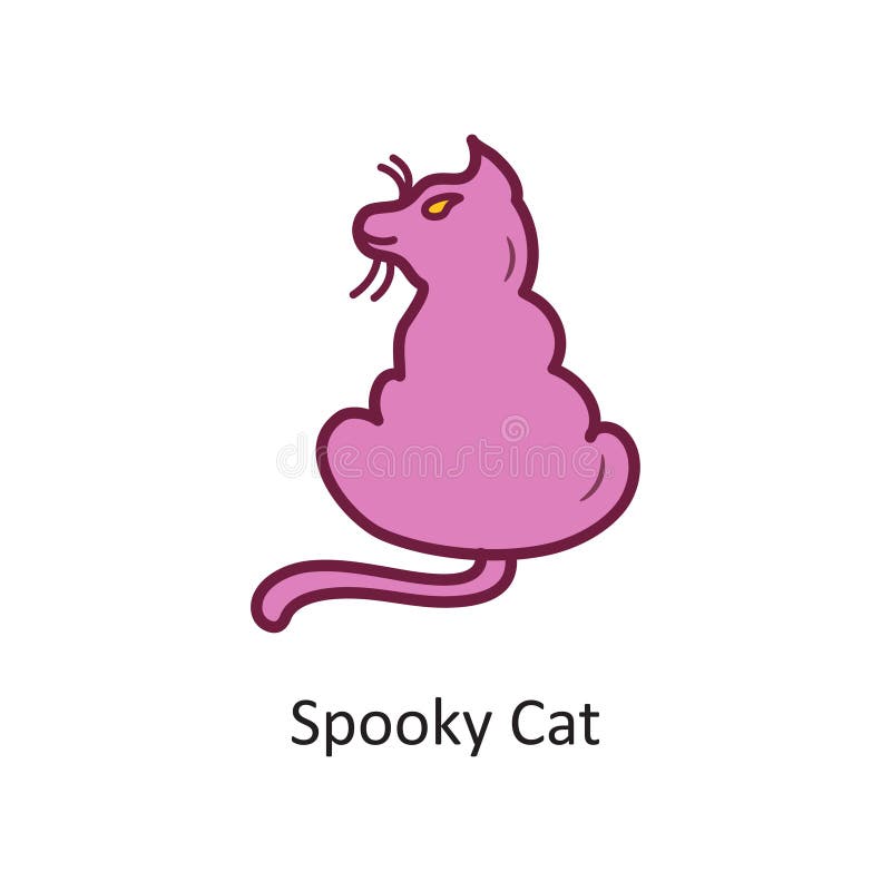 Spooky Cat Vector Fill Outline Icon Design Illustration. Halloween ...