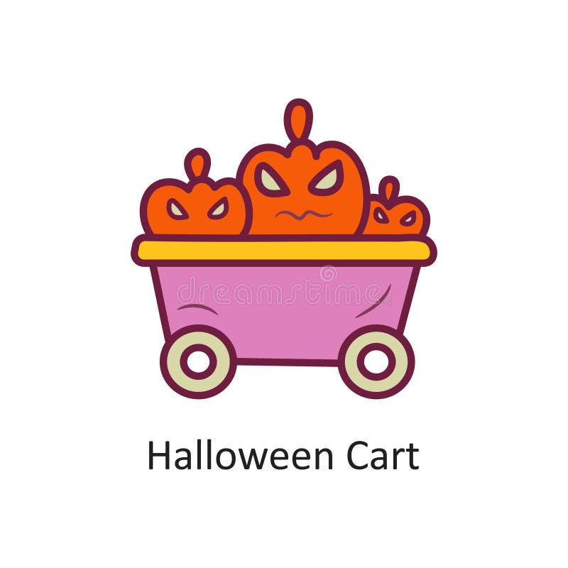 Halloween Cart Vector Fill Outline Icon Design Illustration. Halloween ...