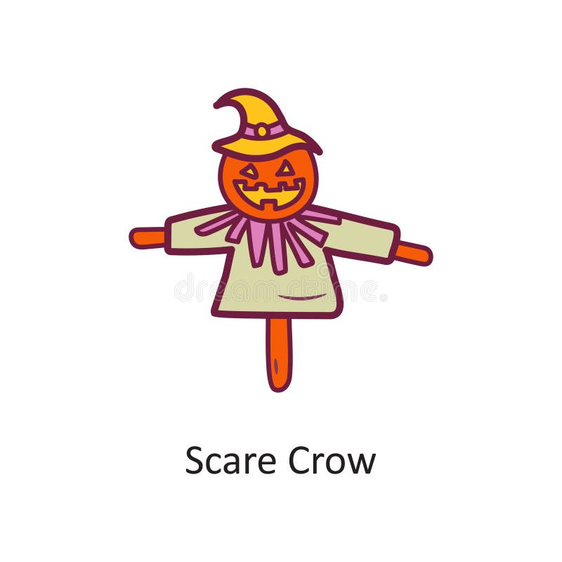 Scare Crow Vector Fill Outline Icon Design Illustration. Halloween ...