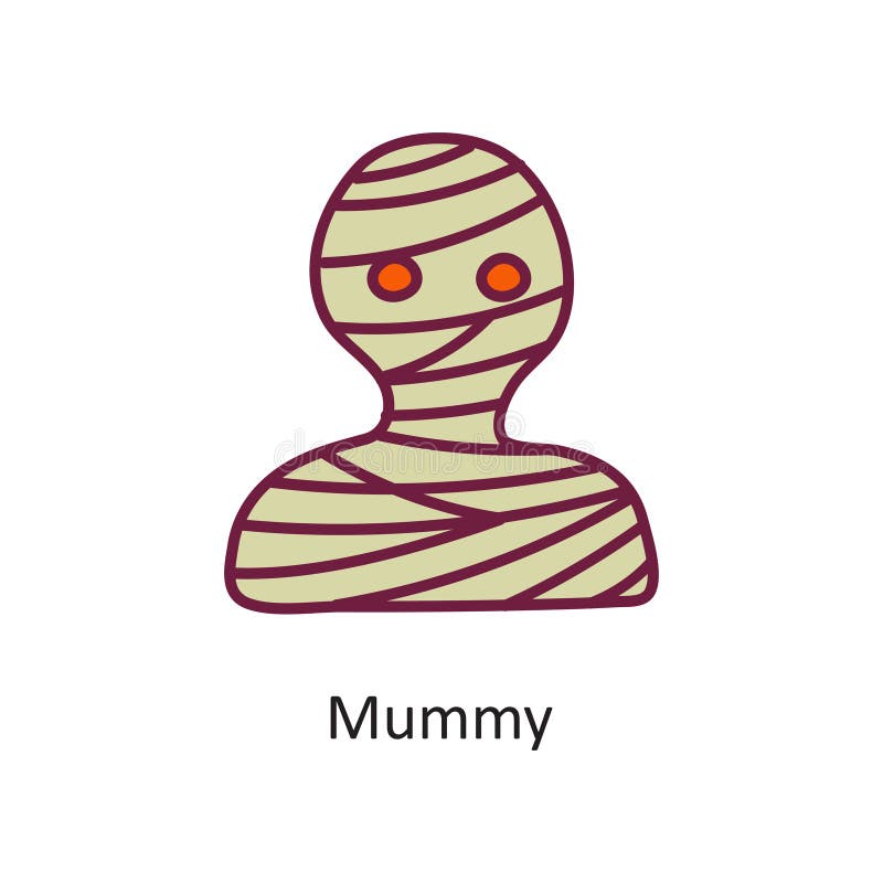 Mummy Vector Fill Outline Icon Design Illustration. Halloween Symbol on ...