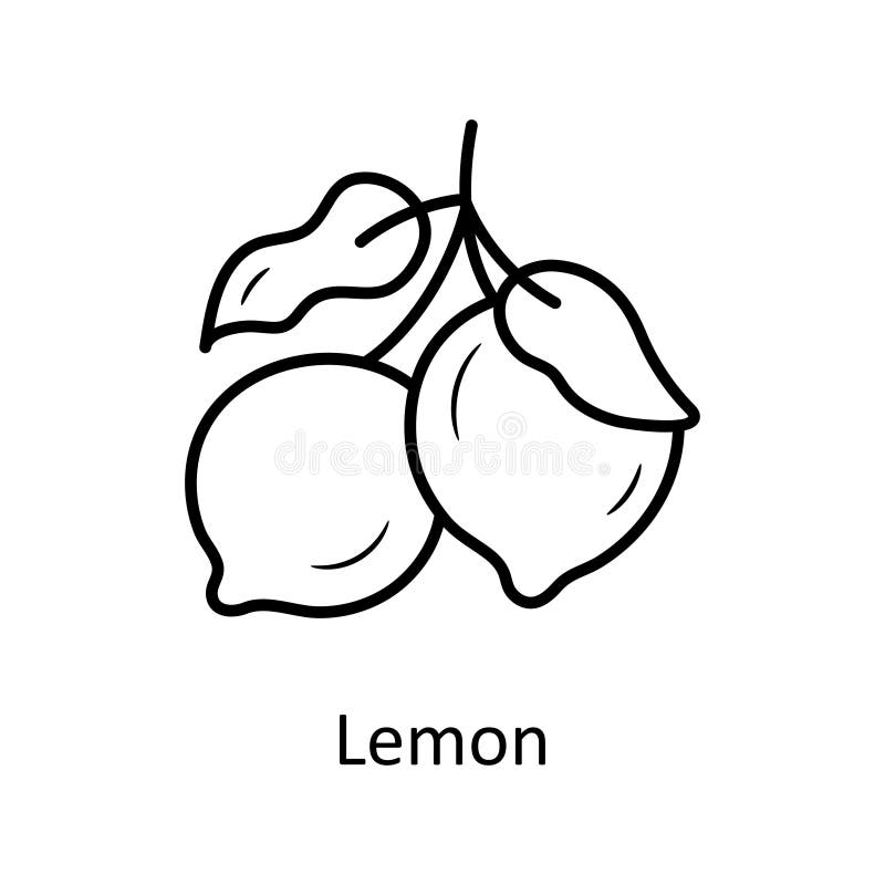 Lemon Vector Outline Icon Design Illustration. Nature Symbol on White ...
