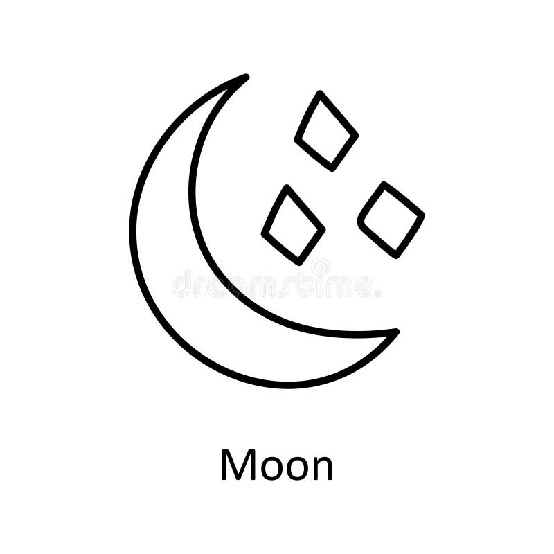 Moon Vector Outline Icon Design Illustration. Nature Symbol on White ...