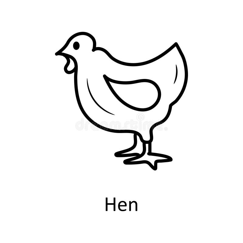Hen Vector Outline Icon Design Illustration. Nature Symbol on White ...