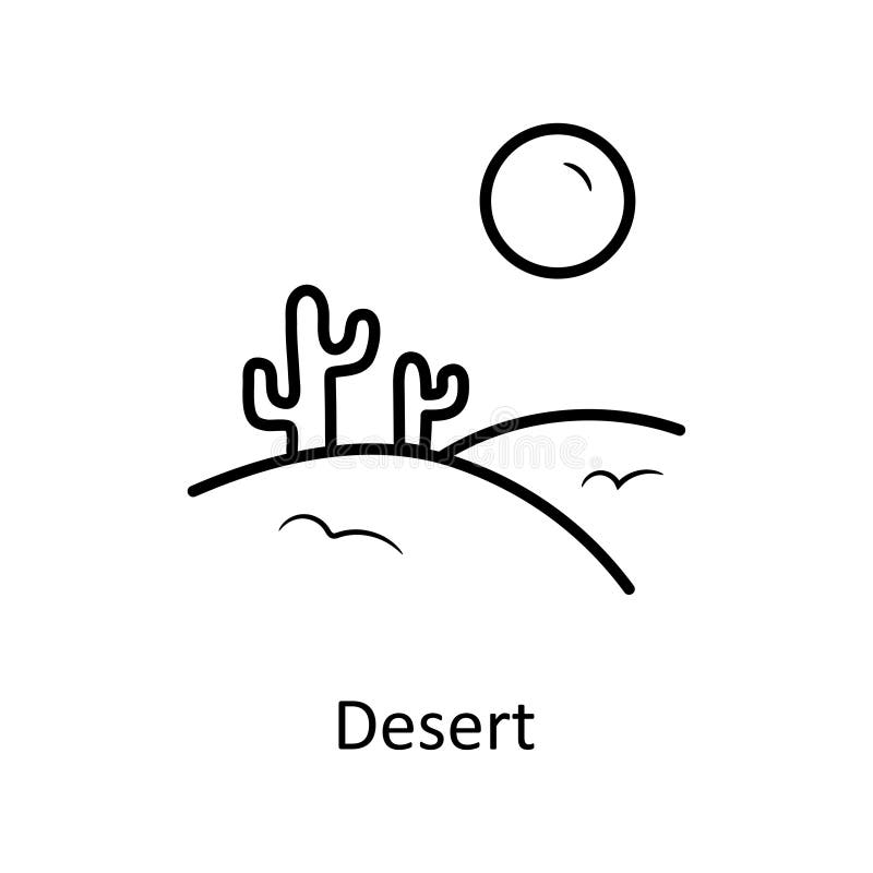 Desert Vector Outline Icon Design Illustration. Nature Symbol on White ...
