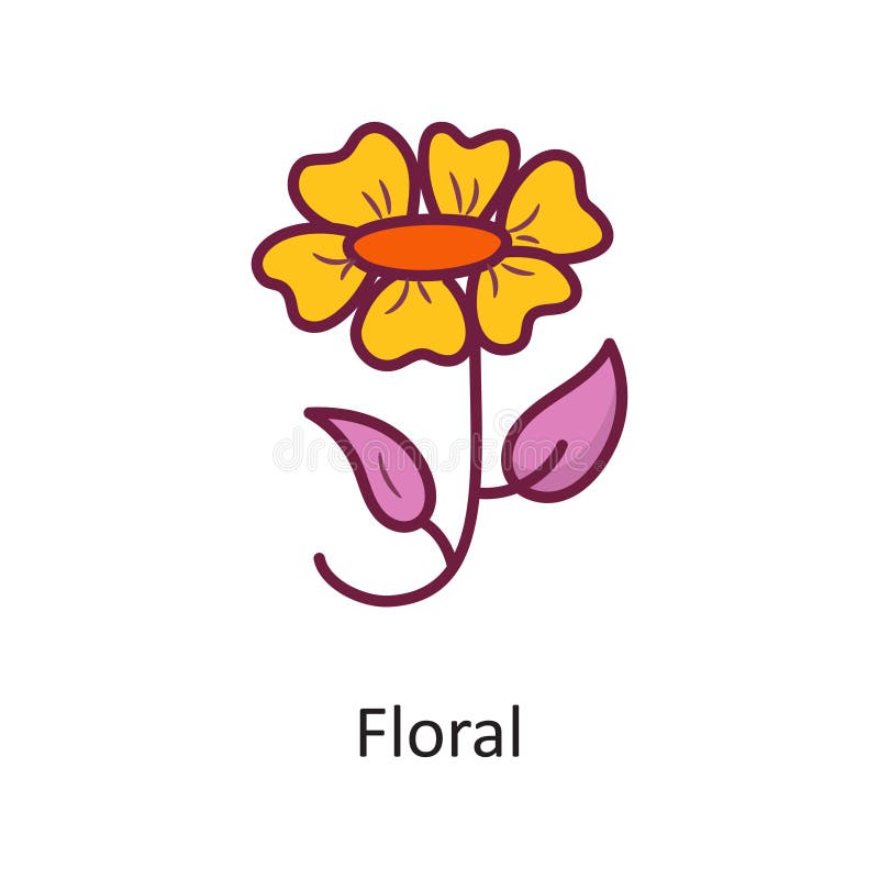 Floral Vector Fill Outline Icon Design Illustration. Nature Symbol on ...