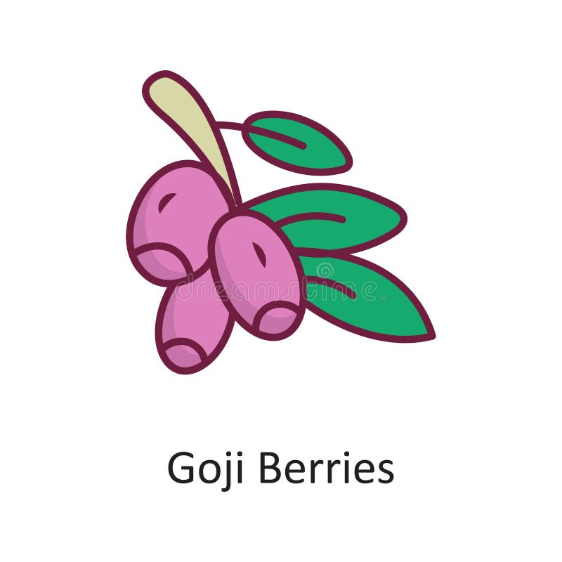 Goji Berries Vector Fill Outline Icon Design Illustration. Nature ...