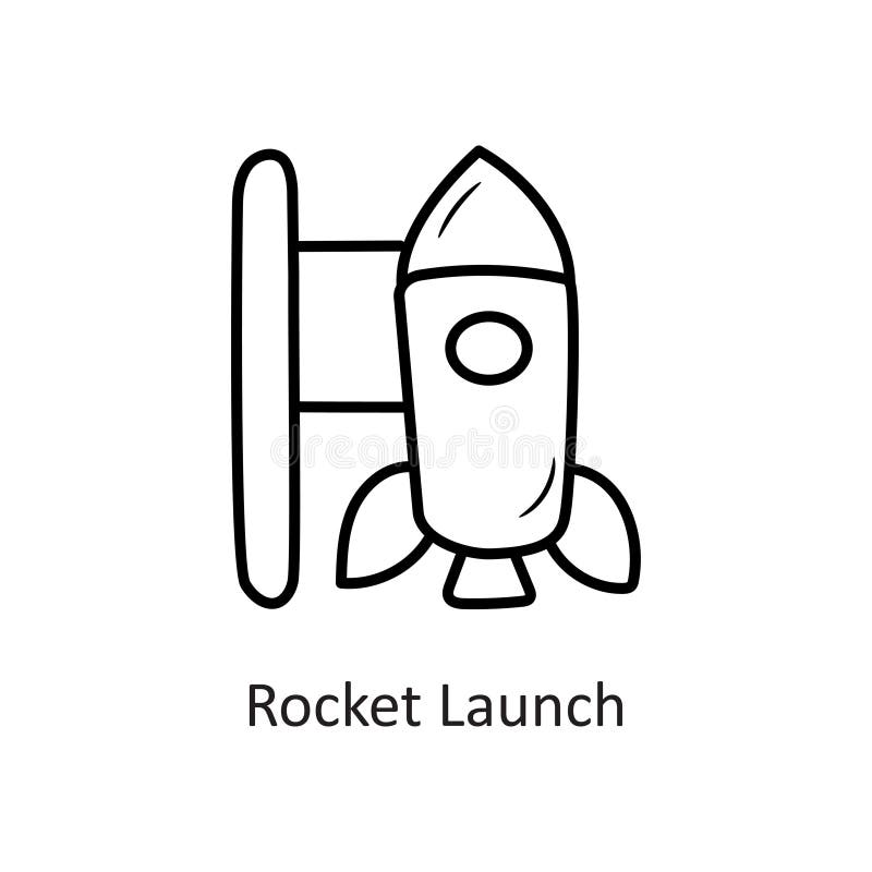 Rocket Launch Vector Outline Icon Design Illustration. Space Symbol on ...