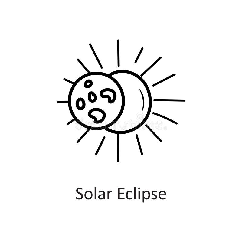 Solar Eclipse Vector Outline Icon Design Illustration. Space Symbol on ...