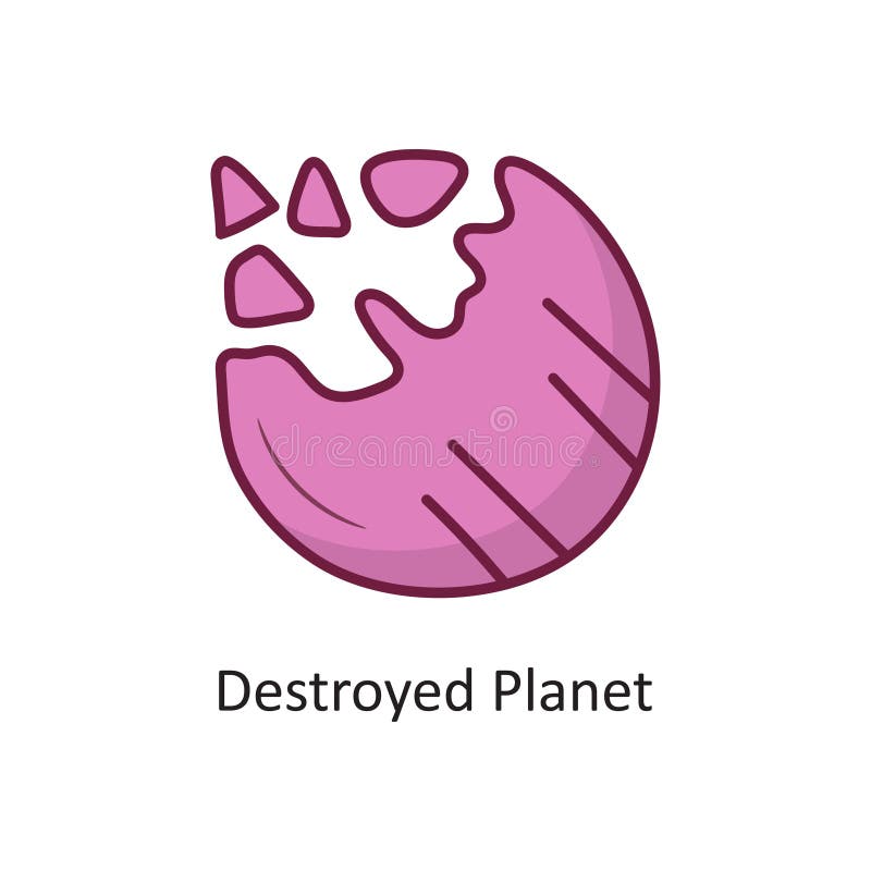 Destroyed Planet Vector Fill Outline Icon Design Illustration. Space ...