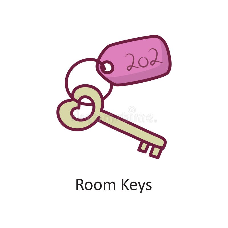 Room Keys Vector Fill Outline Icon Design Illustration. Travel Symbol ...