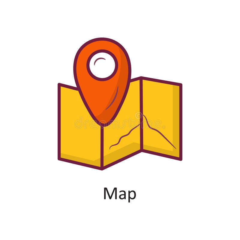 Map Vector Fill Outline Icon Design Illustration. Travel Symbol on ...