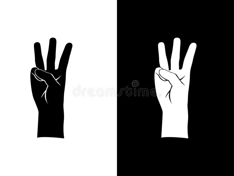 Hand gesture three finger stock illustration. Illustration of people ...