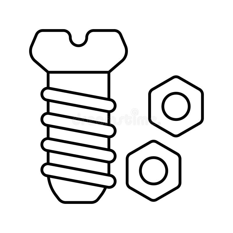 Nut Bolt Vector Outline Icon Style Illustration. EPS 10 File Stock ...