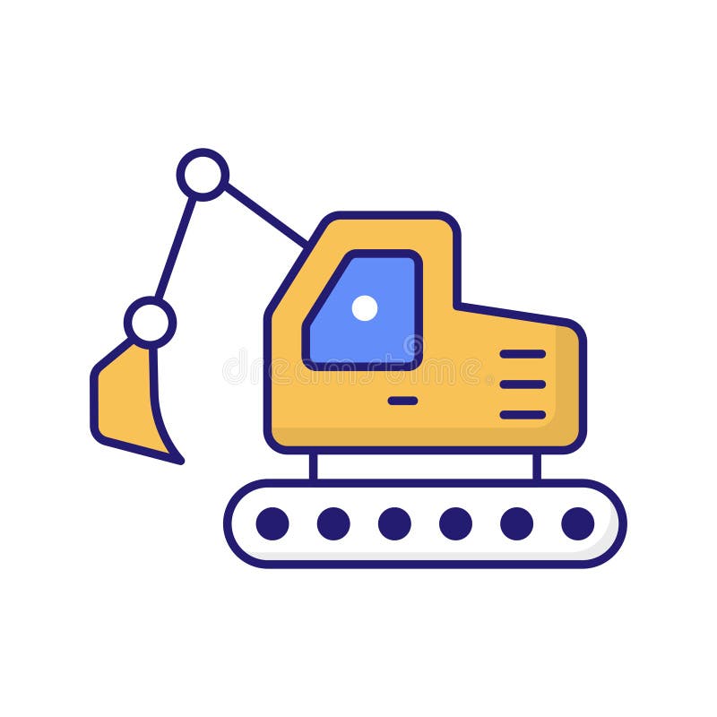 Excavator Vector Fill Outline Icon Style Illustration. EPS 10 File ...