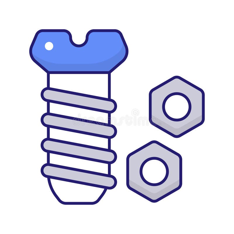 Nut Bolt Vector Fill Outline Icon Style Illustration. EPS 10 File Stock ...