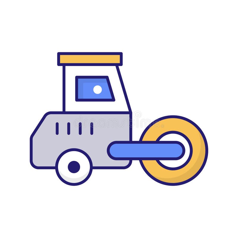 Road Roller Vector Fill Outline Icon Style Illustration. EPS 10 File ...