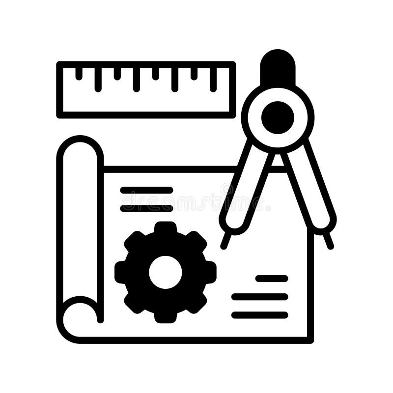 Engineering Blueprint Vector Solid Icon Style Illustration. EPS 10 File ...