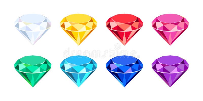 Set of Diamonds in Different Colors. Vector Cartoon Flat Illustration ...