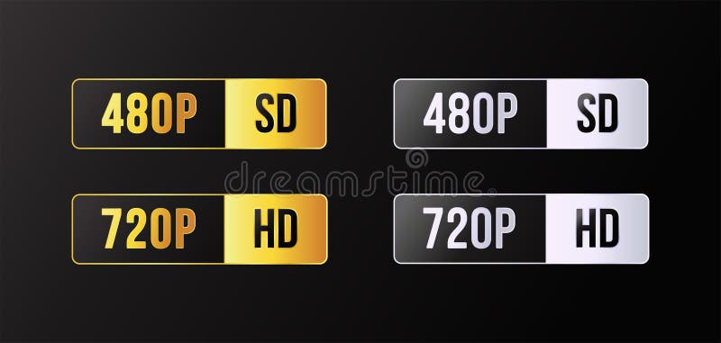 Gold Silver Gradient Video Resolution Set Sticker. Bar Button Rectangle ...