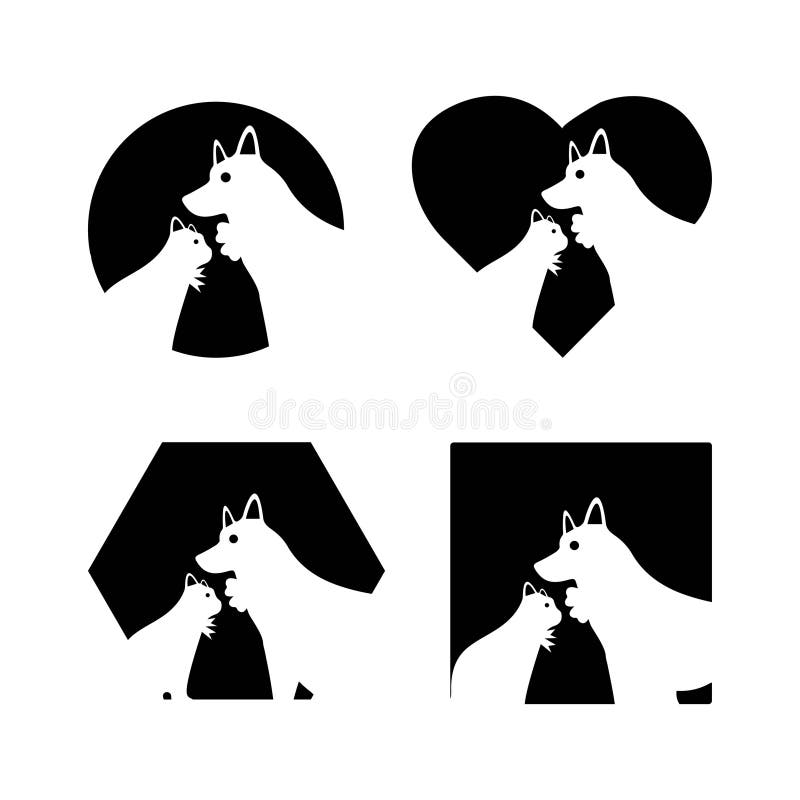 Love , Circle and Square Cat and Dog Animal Vector Logo Design Stock ...