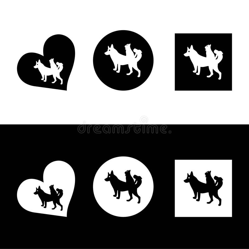 Love , Circle and Square Cat and Dog Logo Design Stock Vector ...