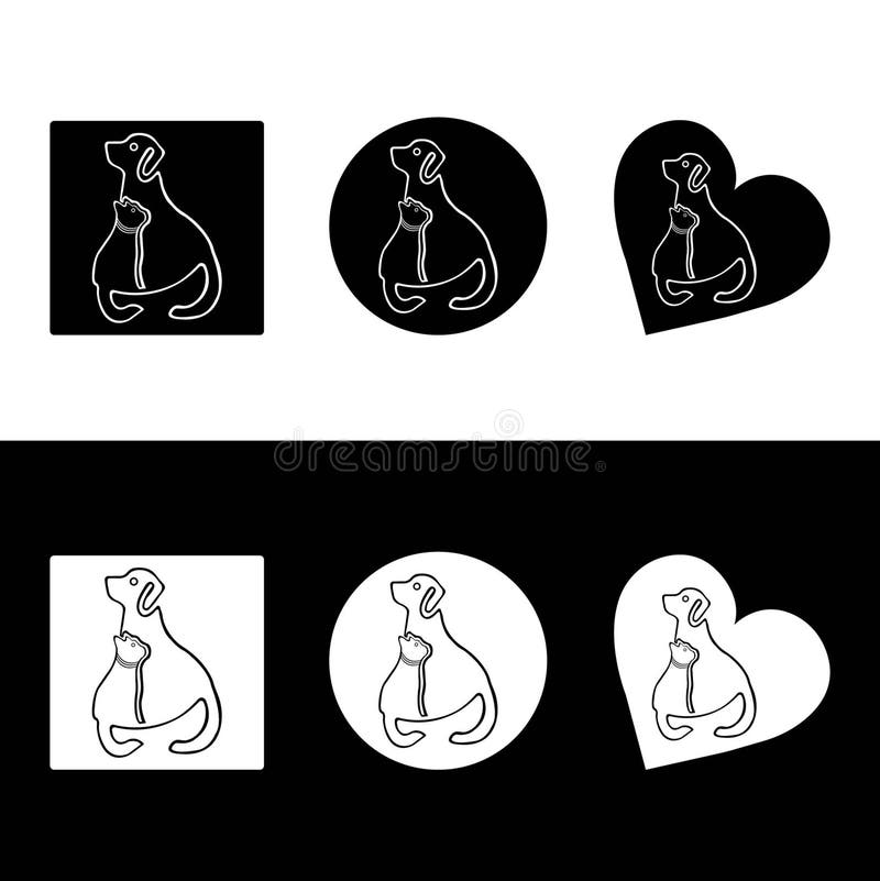 Love , Circle , Square Cat and Dog Animal Vector Logo Design Stock ...