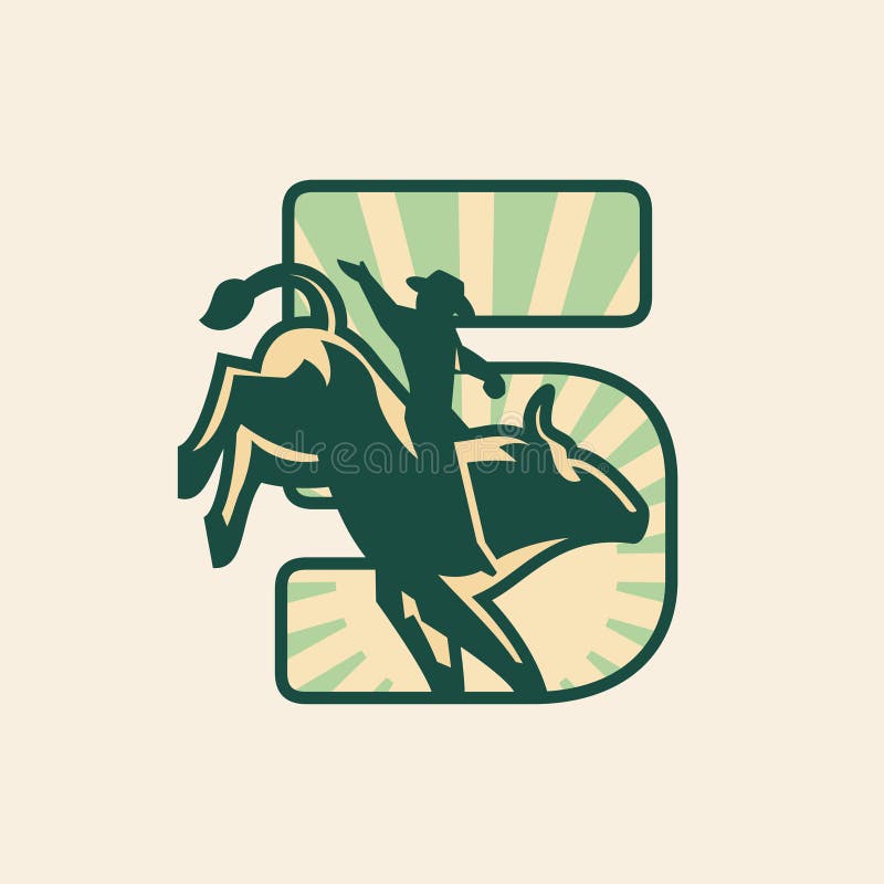 Number 5 Rise Sun Sky Rodeo Cowboy Stock Illustration - Illustration of ...