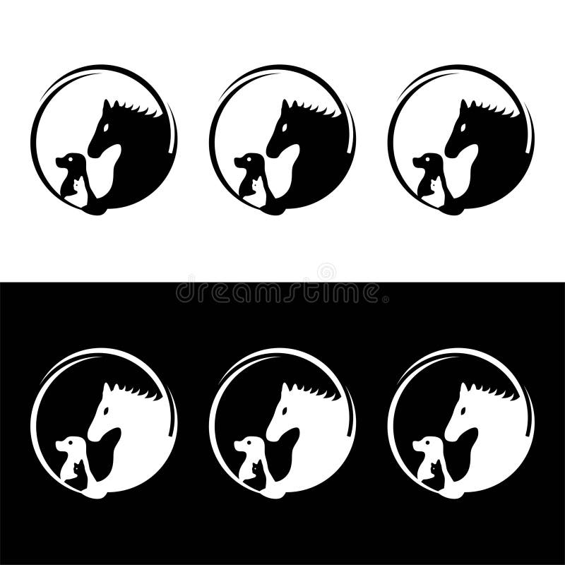 Circle Horse , Cat and Dog Animal Vector Logo Design Stock Vector ...