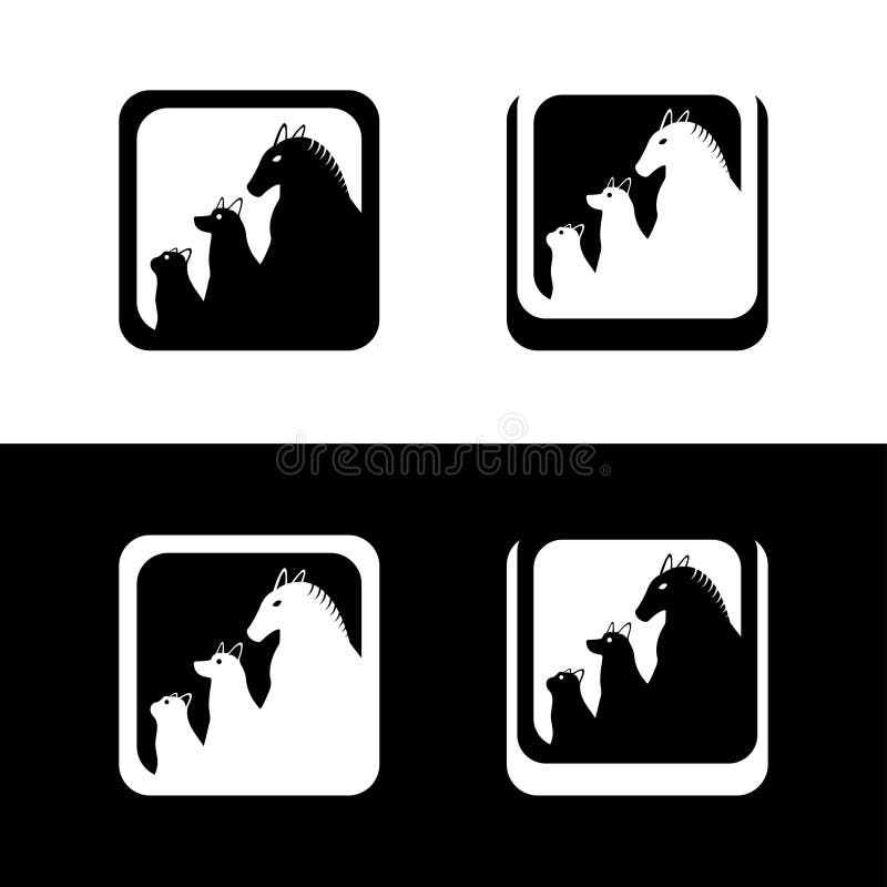 Square Cat , Dog and Horse Animal Vector Logo Design Stock Vector ...