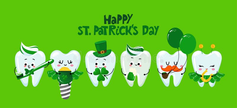 Happy Saint Patrick’s Day - Tooth Couple Character Design in Kawaii ...