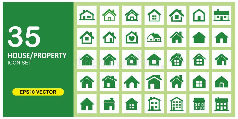 Collection of 35 Home or Property Icons. Collection Set of House Symbol ...