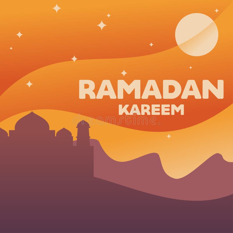 Vintage Orange Ramadan Greeting Card Stock Illustration - Illustration ...